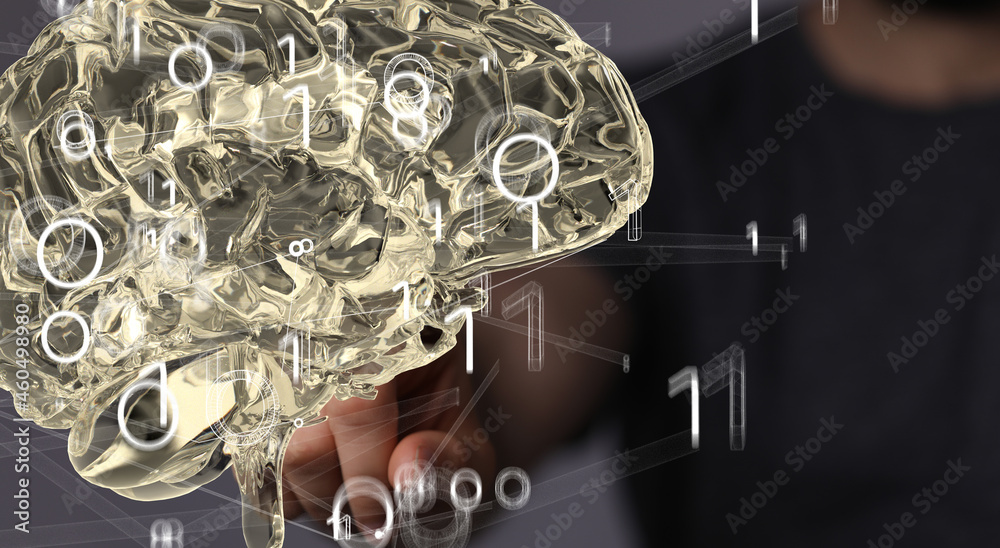 Brain. Digital brain. 3D Science and Technology concept. Neural network ...