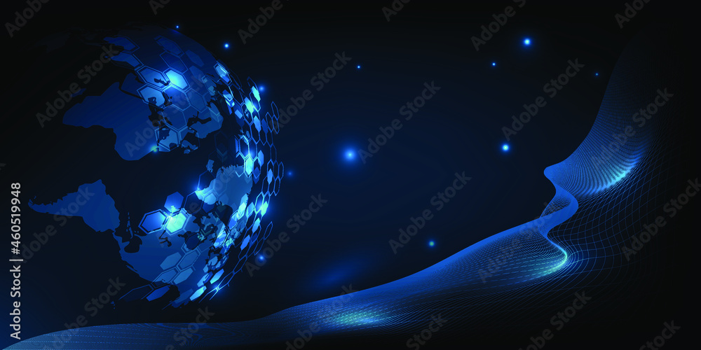 World digital communication and technology futuristic modern tech ...