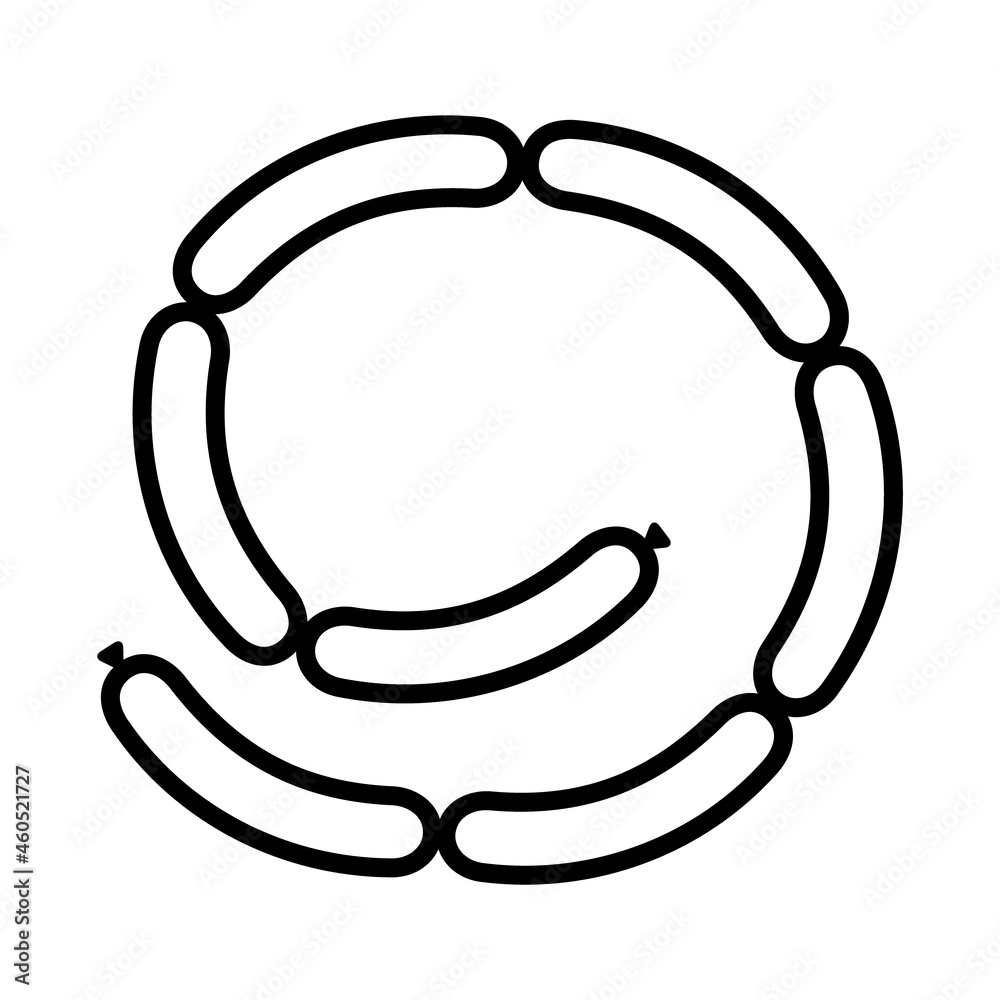 Sausage links or group of frankfurters line art vector icon for food ...