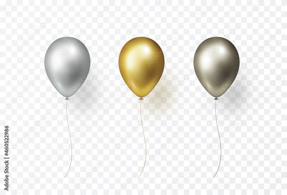 Balloon set isolated on transparent background. Vector realistic ...