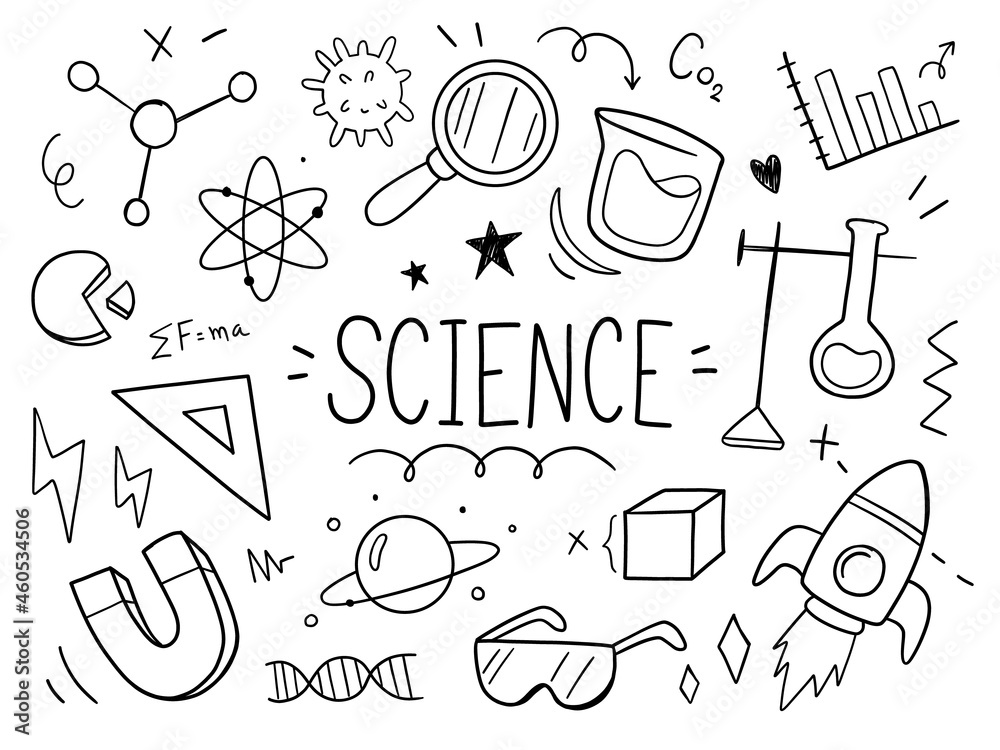 Science drawn hand doodle vector set. vector illustration Stock Vector ...