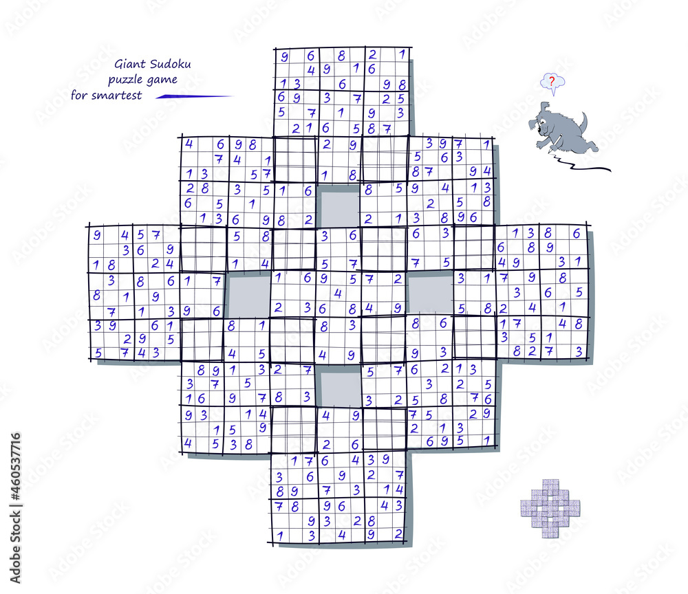 Logic game for smartest. Giant Sudoku. Big size puzzle with 9 squares ...