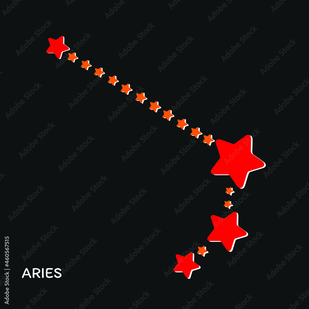 Zodiac sign Aries, hand drawn vector with yellow, orange and white ...