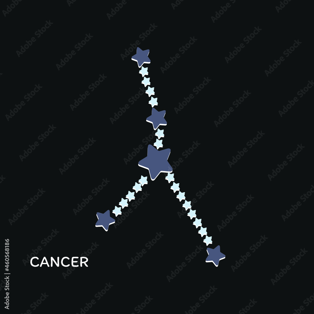 Zodiac sign Cancer constellation style, hand drawn vector with gray and ...