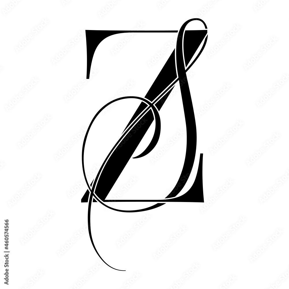 zs, sz, monogram logo. Calligraphic signature icon. Wedding Logo ...