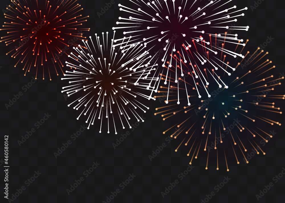set of isolated vector fireworks on a transparent background. Stock ...