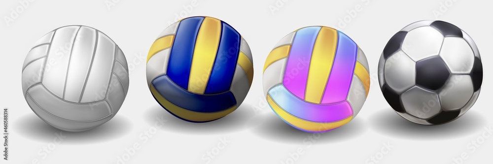 Realistic blue, yellow and white colors volleyball ball. Isolated ...