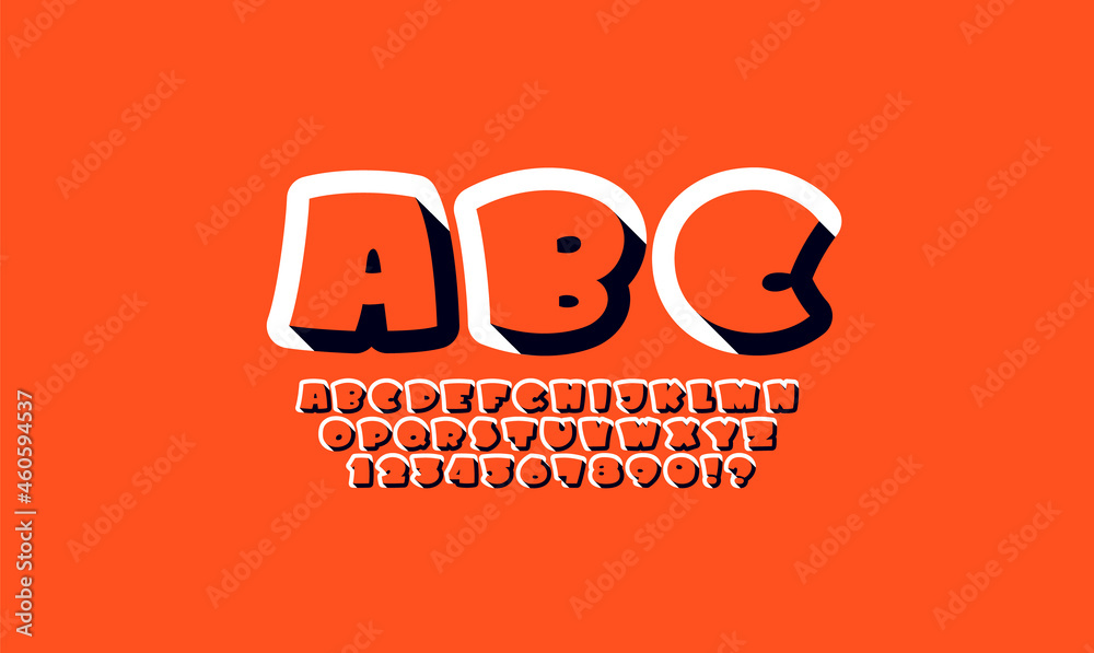 Rounded Font in the comics style, trendy cartoon bright alphabet, bold ...