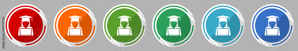 Student with laptop, computer, education icon set, vector illustration ...
