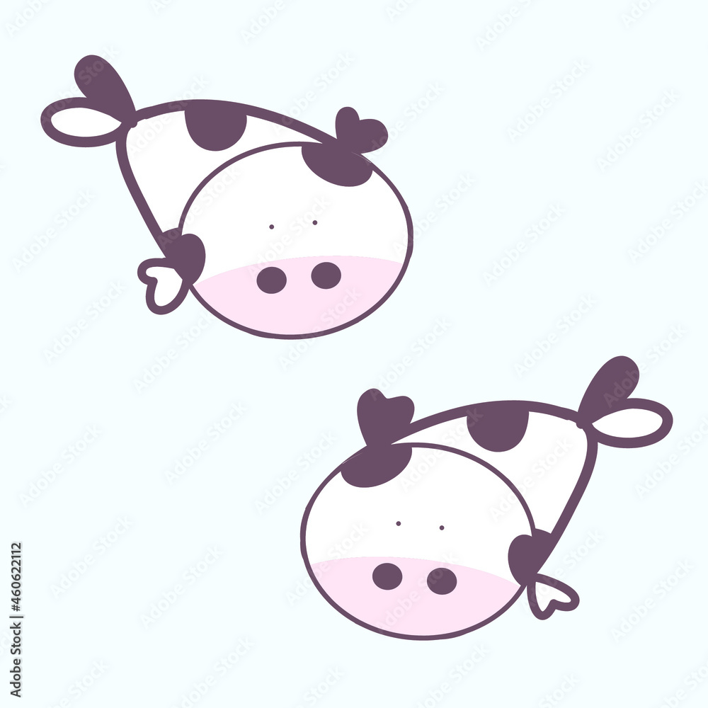 Cute twin cows with tails, look like cows in mermaid costume cartoon ...