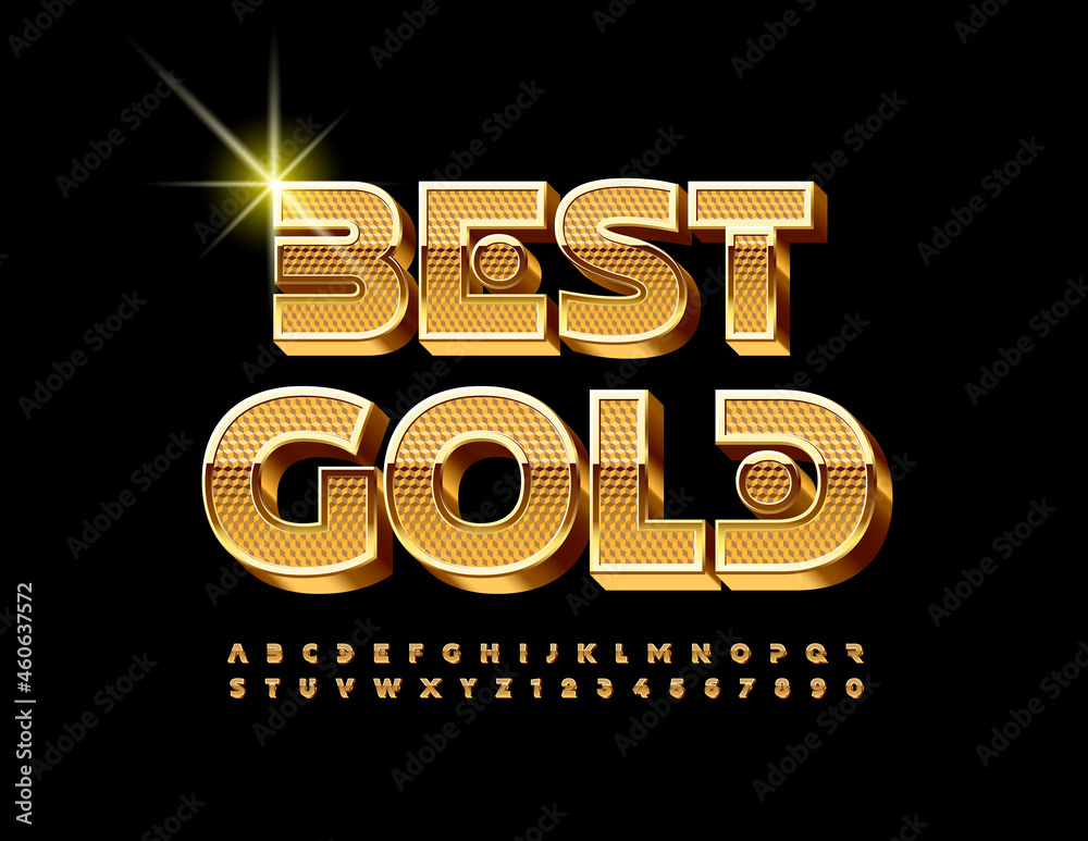 Vector Best Gold Font. Luxury Alphabet Letters and Numbers set. Stock ...