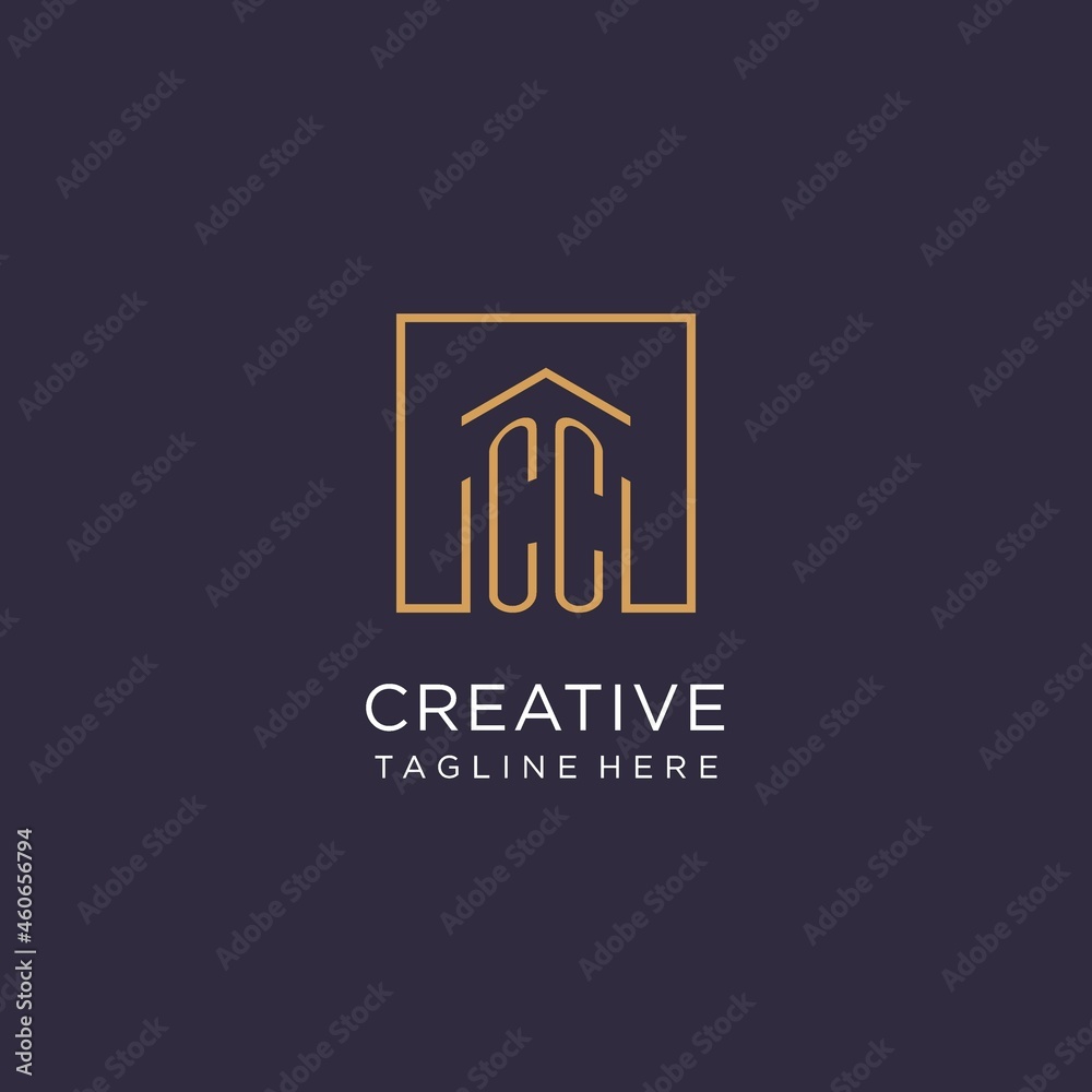 CC initial square logo design, modern and luxury real estate logo style ...