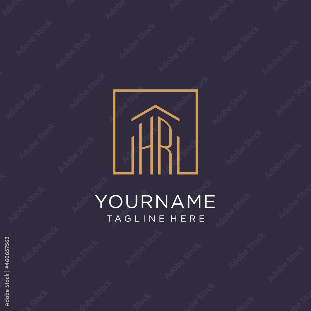 HR initial square logo design, modern and luxury real estate logo style ...