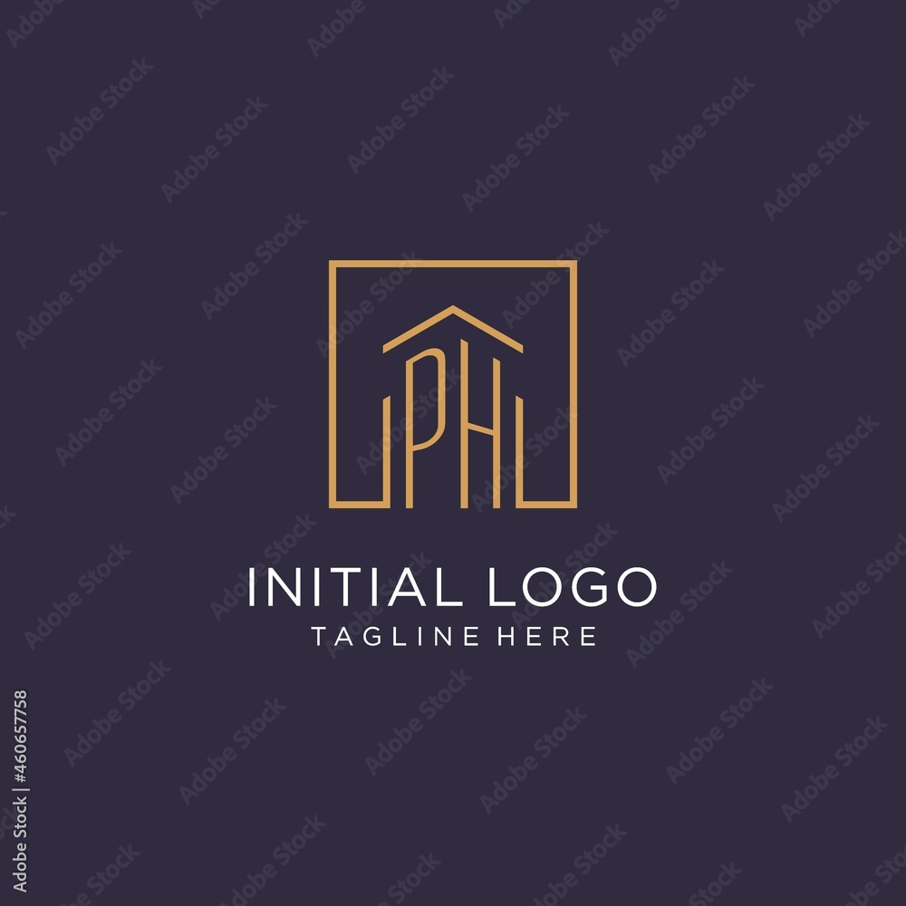 PH initial square logo design, modern and luxury real estate logo style ...