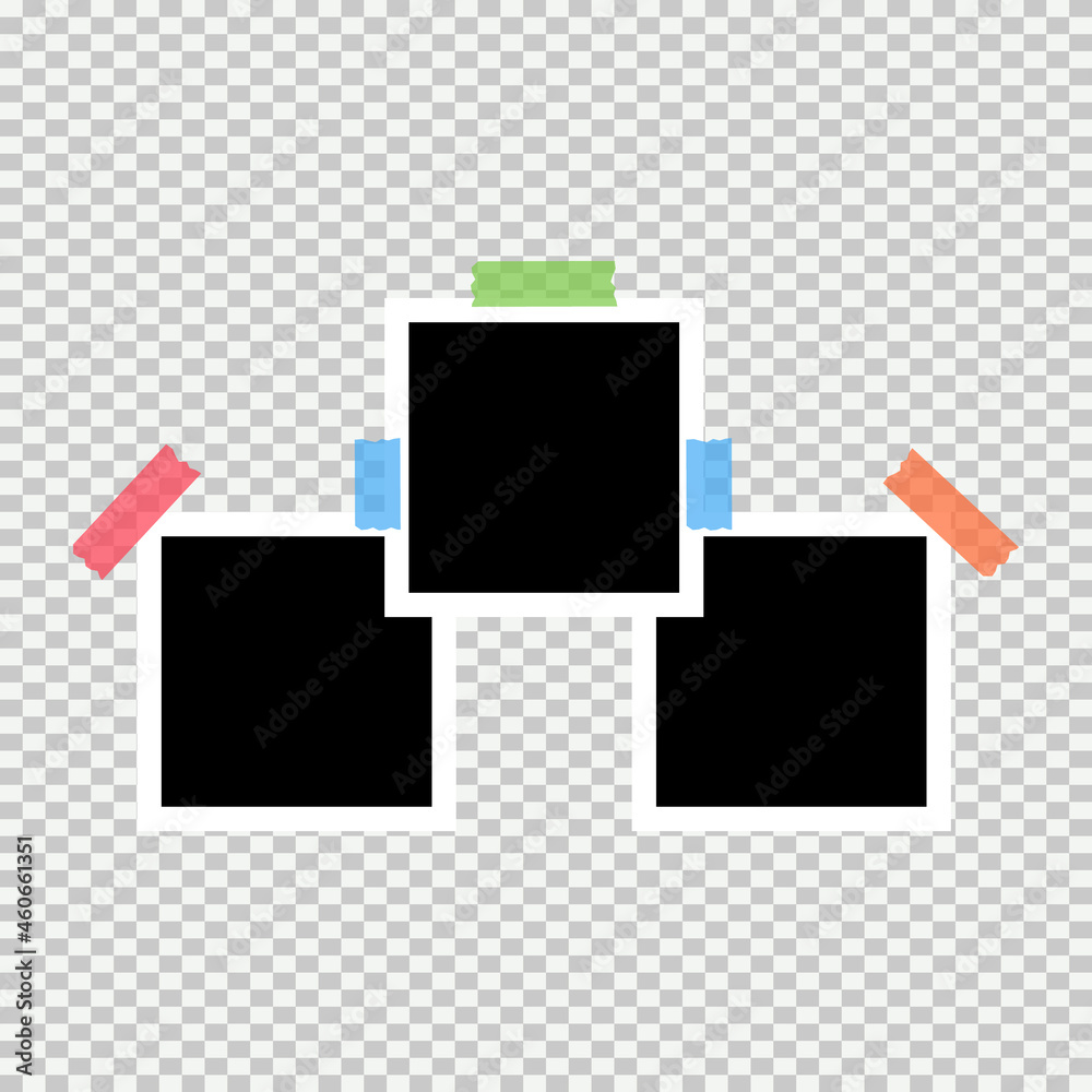 Set of old photo empty frame isolated on transparent background ...