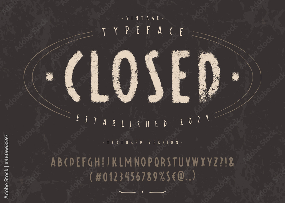 Font Closed. Vintage typeface design for logo Stock Vector | Adobe Stock