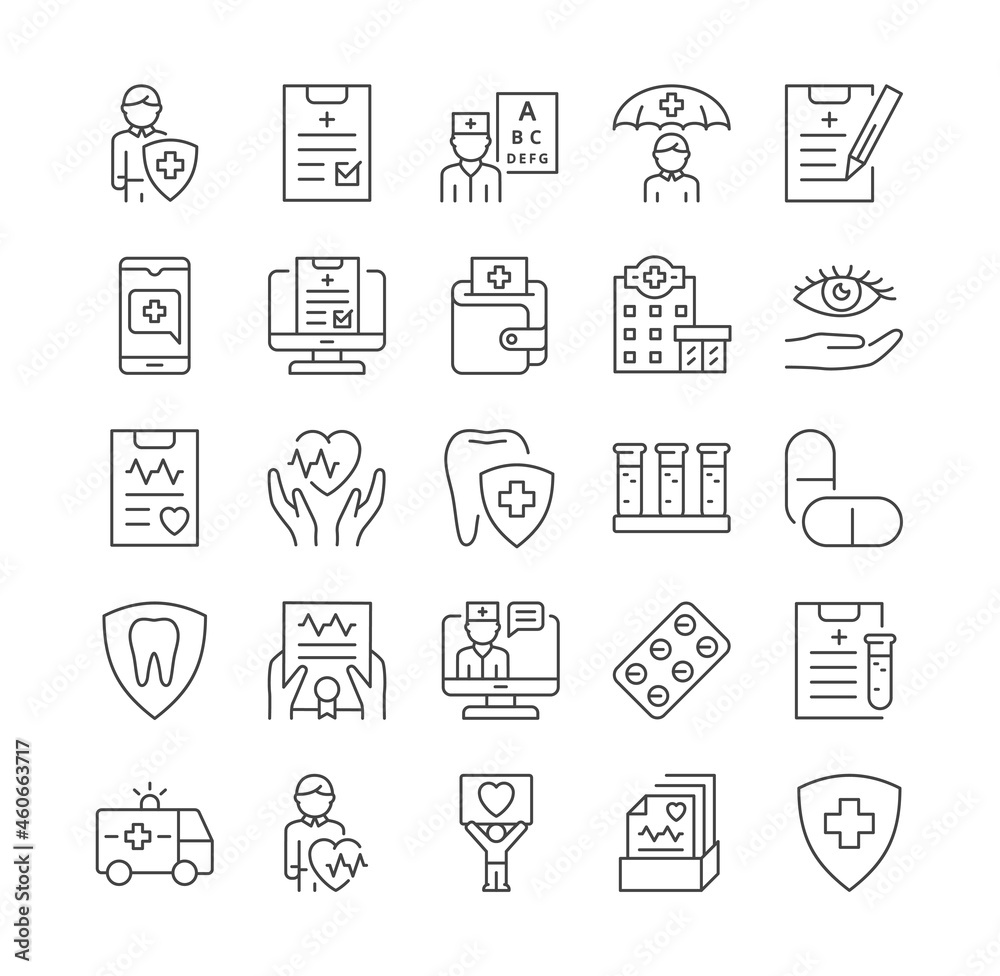 Health insurance coverage. Icons for medical websites, graphic elements ...