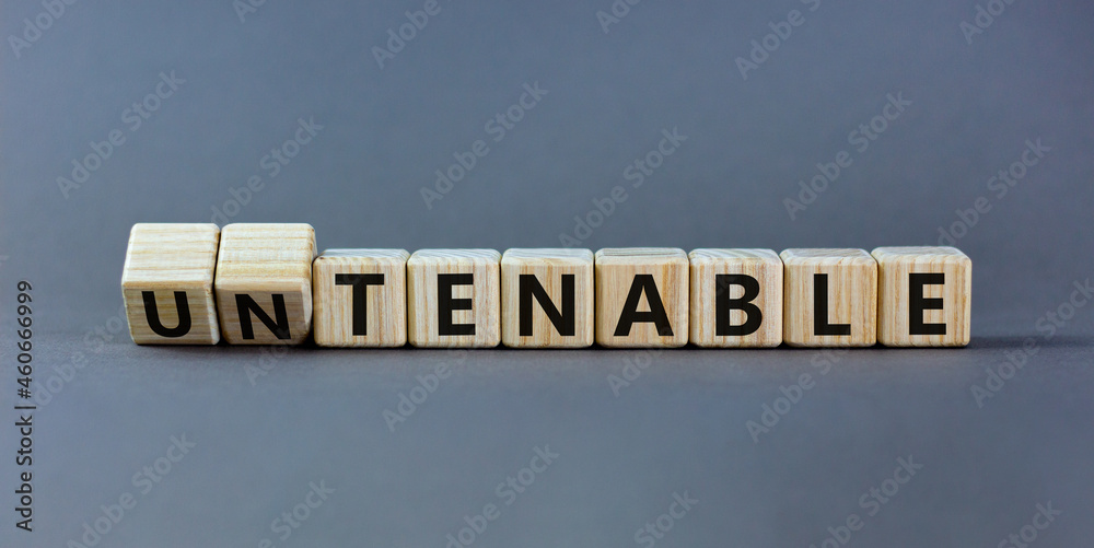 Tenable or untenable symbol. Turned wooden cubes and changed the word ...