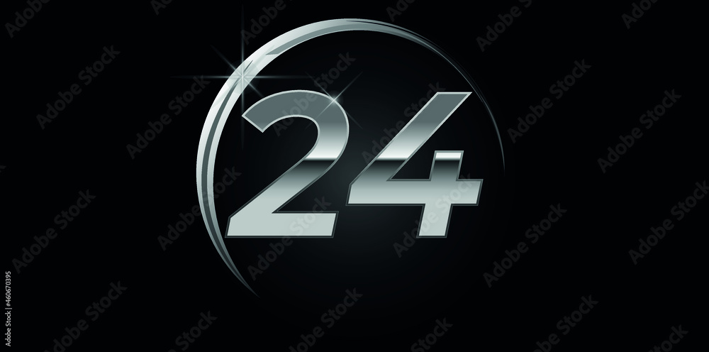 Chrome vector number 24. Logo for birthday, celebrations, dates with ...