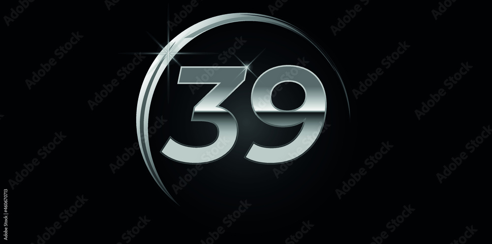 Vecteur Stock Chrome vector number 39. Logo for birthday, celebrations ...