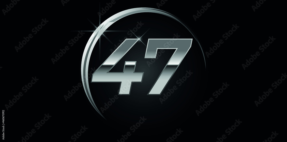 Chrome vector number 47. Logo for birthday, celebrations, dates with ...