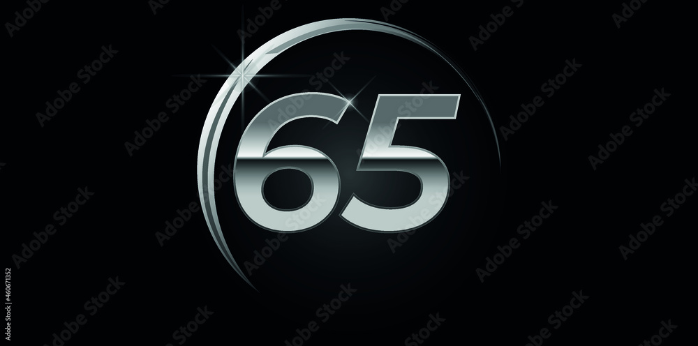Chrome vector number 65. Logo for birthday, celebrations, dates with ...