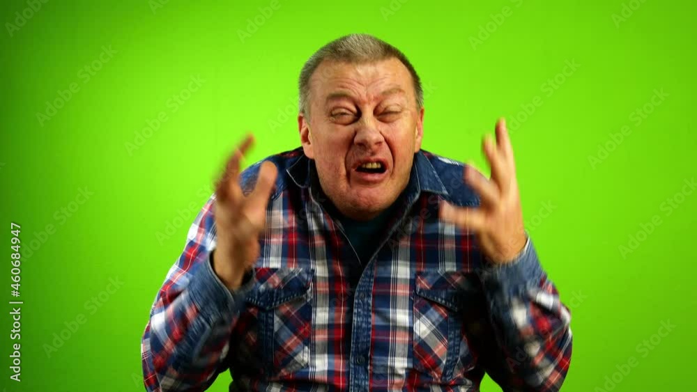 Angry mature adult Caucasian stressed man yelling, screaming and ...