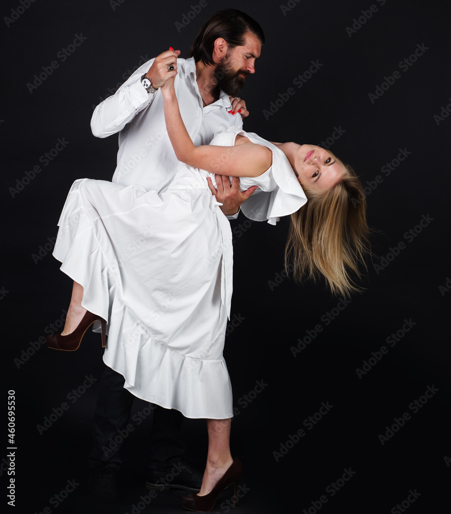 Ballroom dancer couple. Professional dancers. Sensual couple in love ...