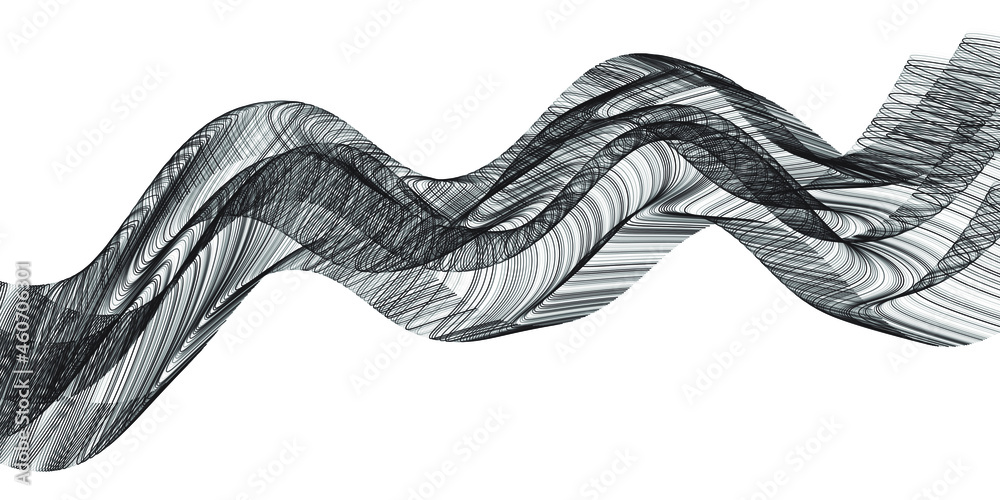 Ripple texture black and white curve lines background vector design ...