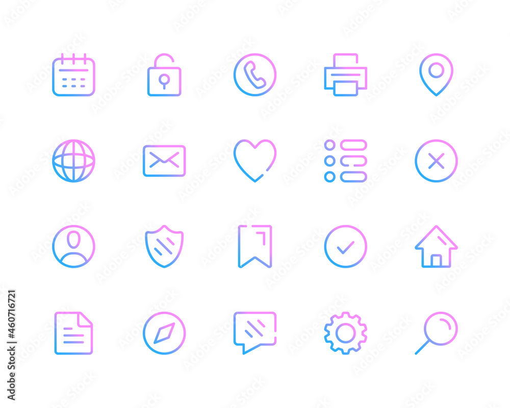 User interface line icons. Basic UI pictograms. Set of modern outline ...