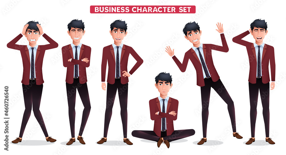 Businessman character vector set. Business man boss employee characters ...