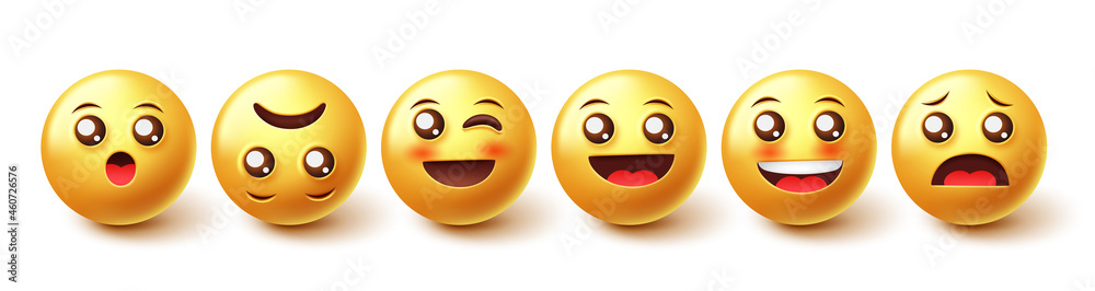 Smileys character vector set. Smiley 3d graphic design emojis in ...