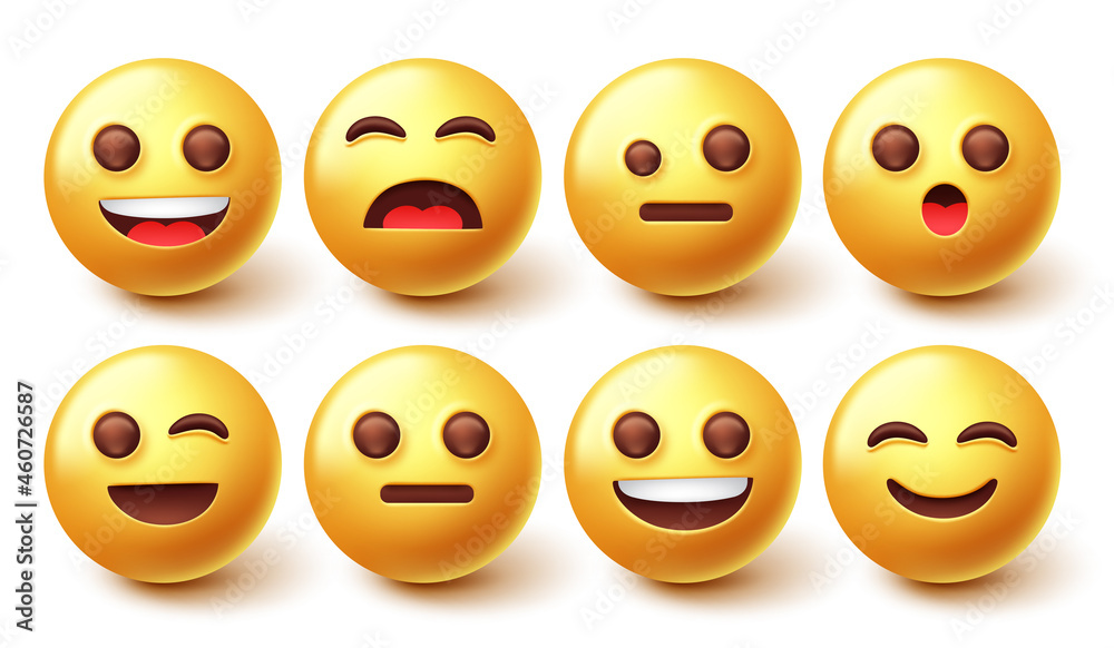Emoji characters vector set. Smileys emoticon 3d graphic design in ...