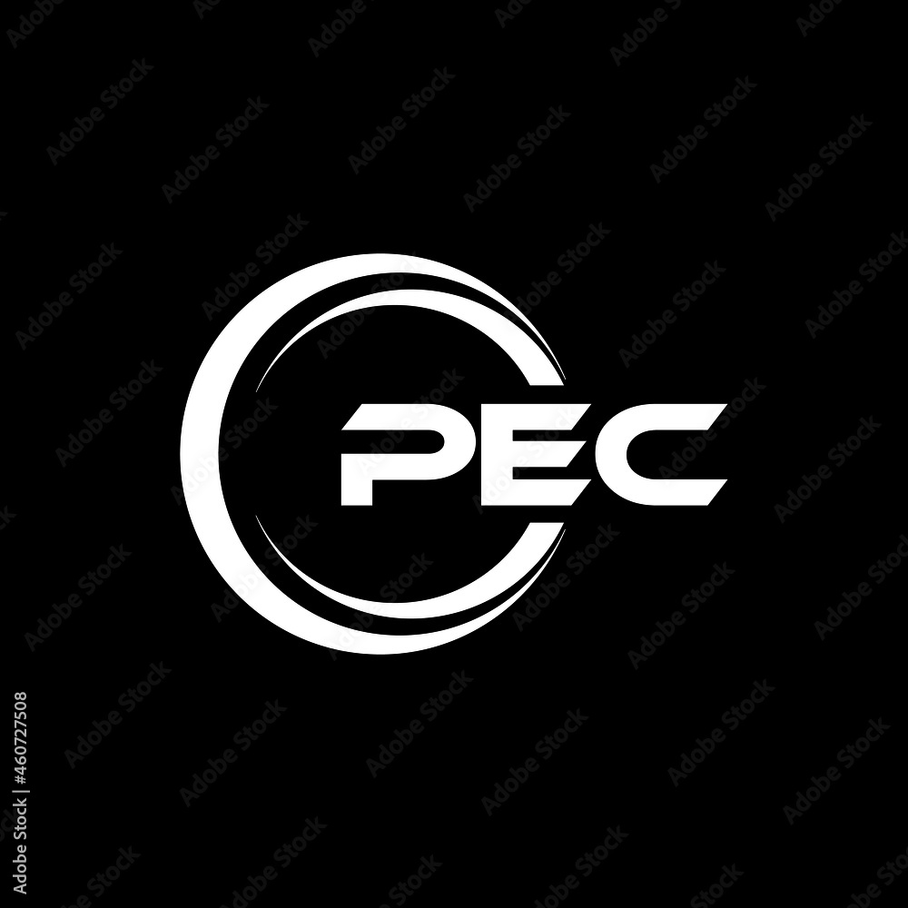 PEC letter logo design with black background in illustrator, vector ...