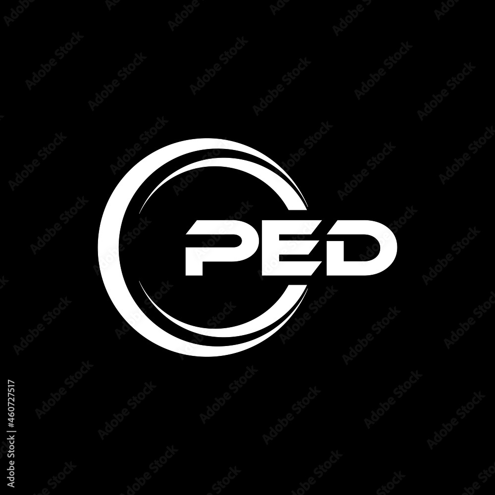 Vecteur Stock PED letter logo design with black background in ...