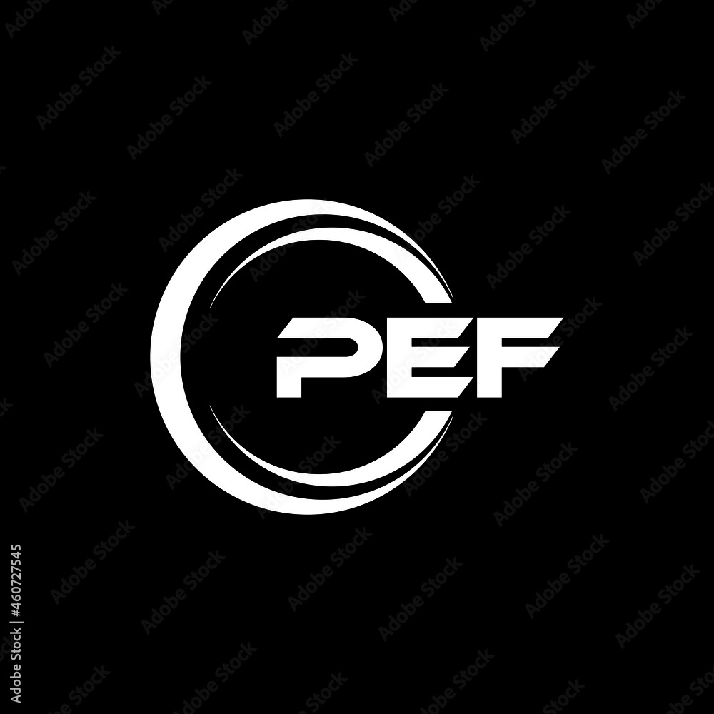 PEF letter logo design with black background in illustrator, vector ...