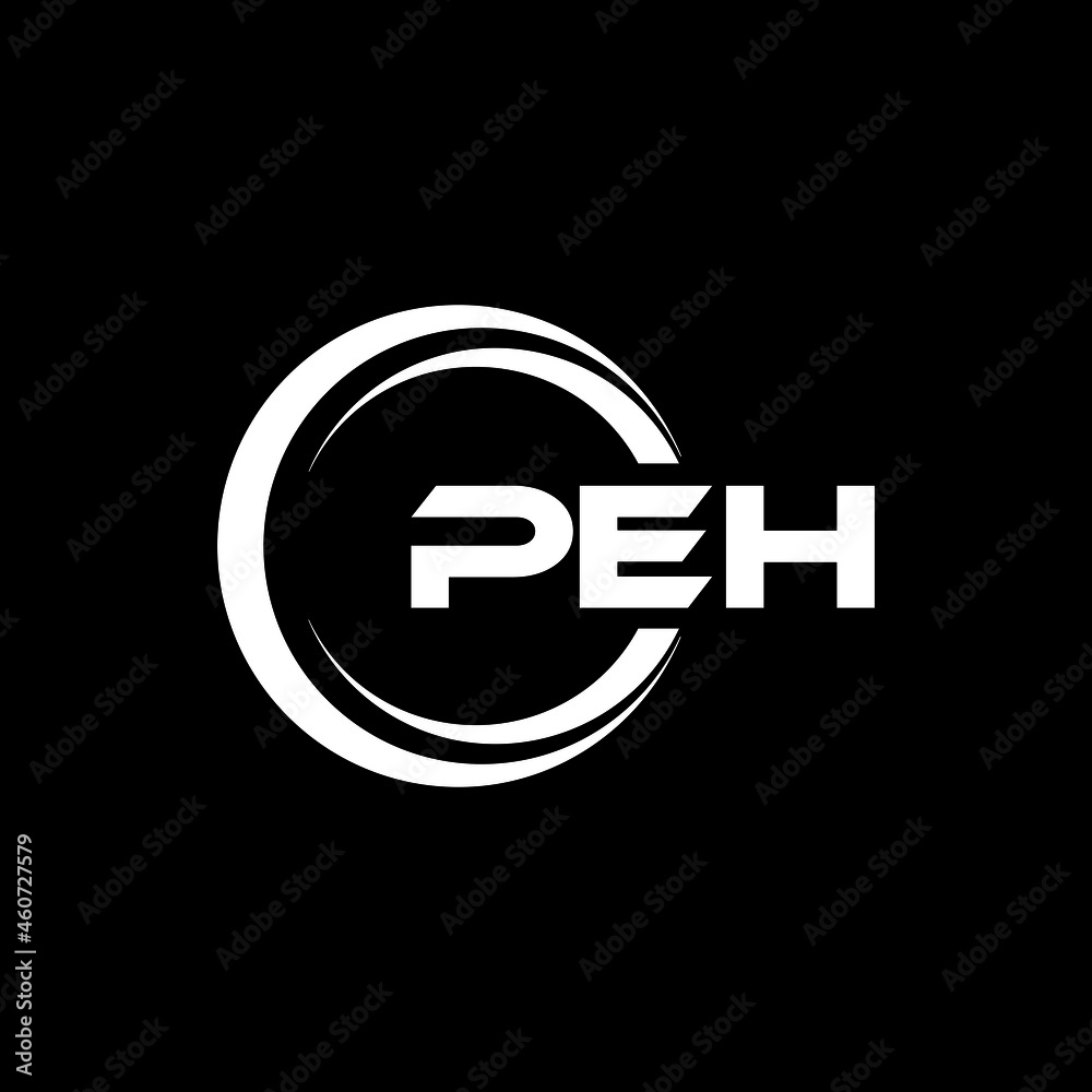 PEH letter logo design with black background in illustrator, vector ...