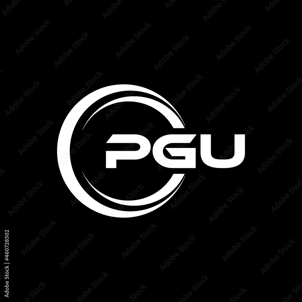 PGU letter logo design with black background in illustrator, vector ...