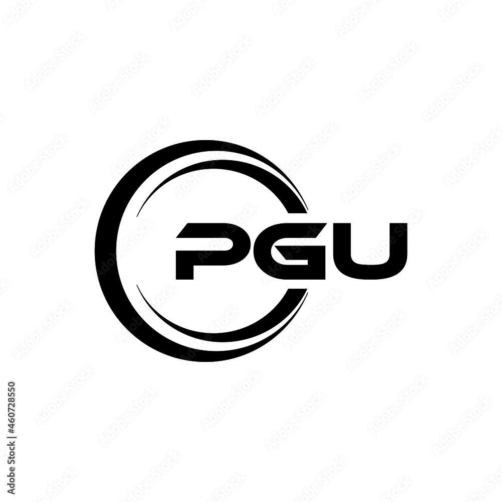 PGU letter logo design with white background in illustrator, vector ...