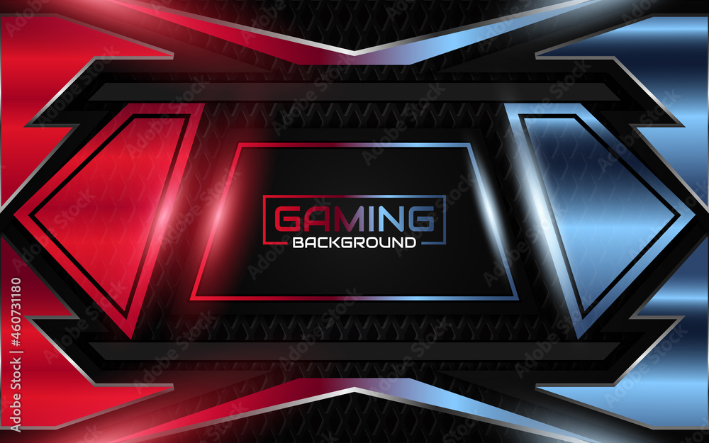 Abstract light futuristic red and blue gaming background with modern ...