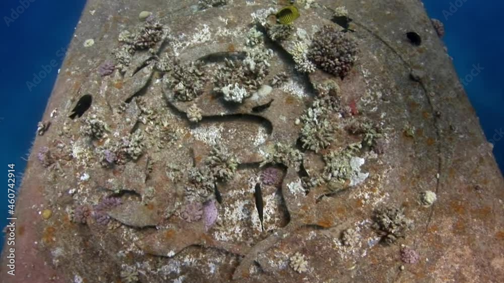 Symbol logo shipwreck Salem Express deep underwater Red sea. Secret of ...