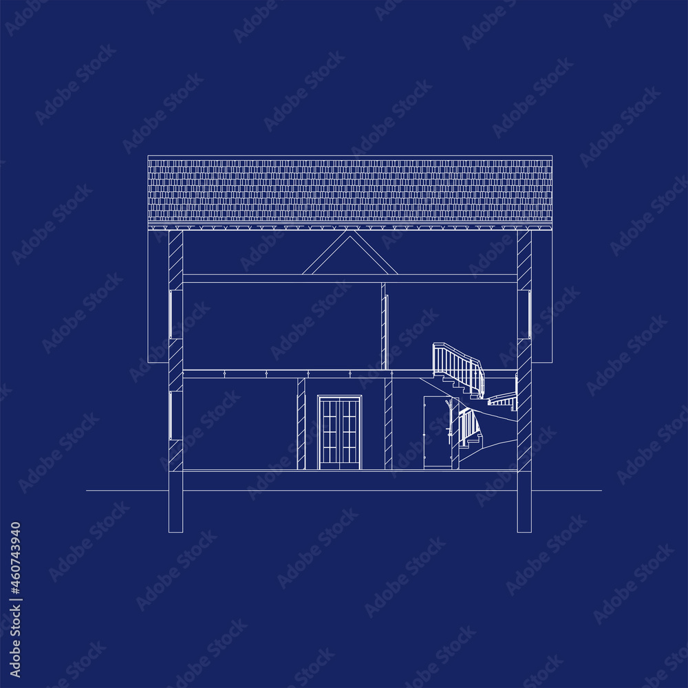 Architectural modern background. Cross-section suburban house. Vector ...