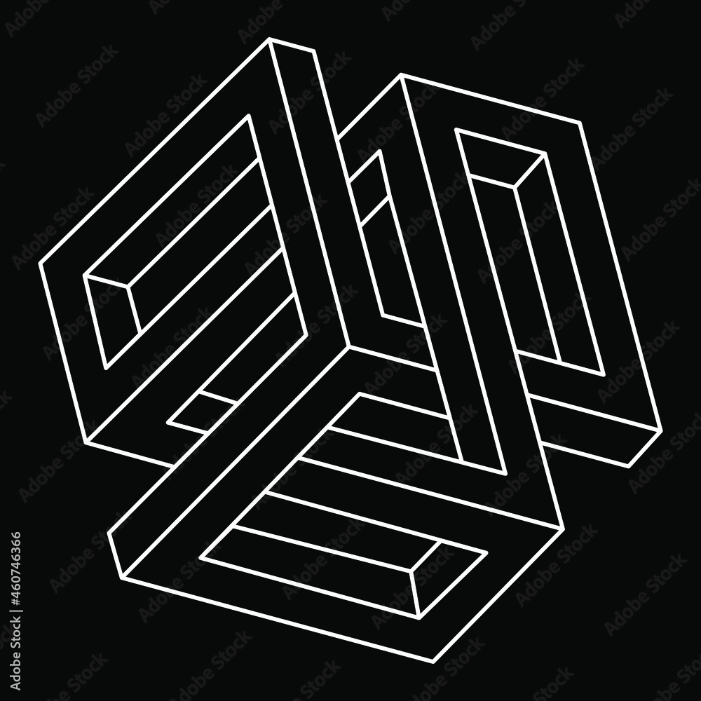 Impossible shapes. Sacred geometry. Optical illusion figures. Abstract ...
