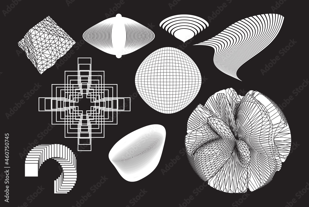Strange Vector Shapes Collection. Geometric figures, distortion. Stock ...