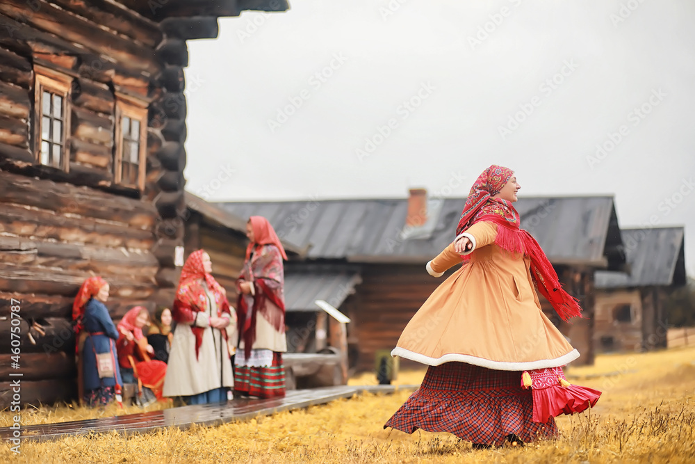 Traditional Slavic rituals in the rustic style. Outdoor in summer ...