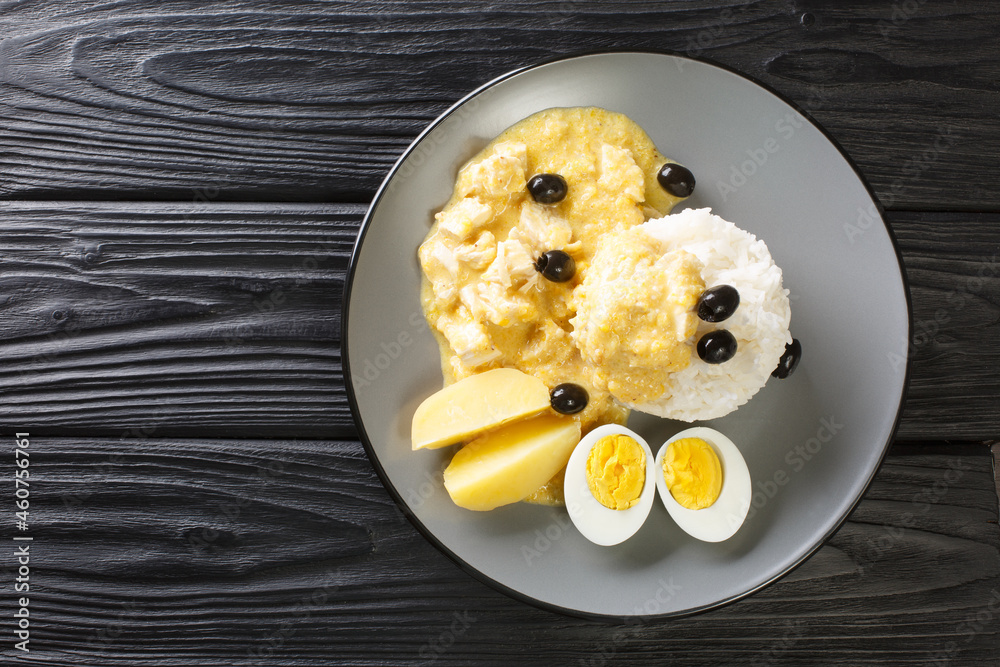 Ají de gallina or Peruvian curry is a chicken stew comfort food served ...