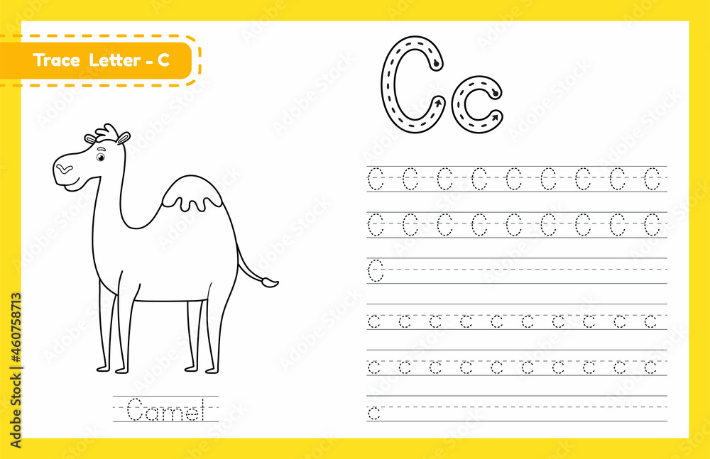 Trace letter C uppercase and lowercase. Alphabet tracing practice ...