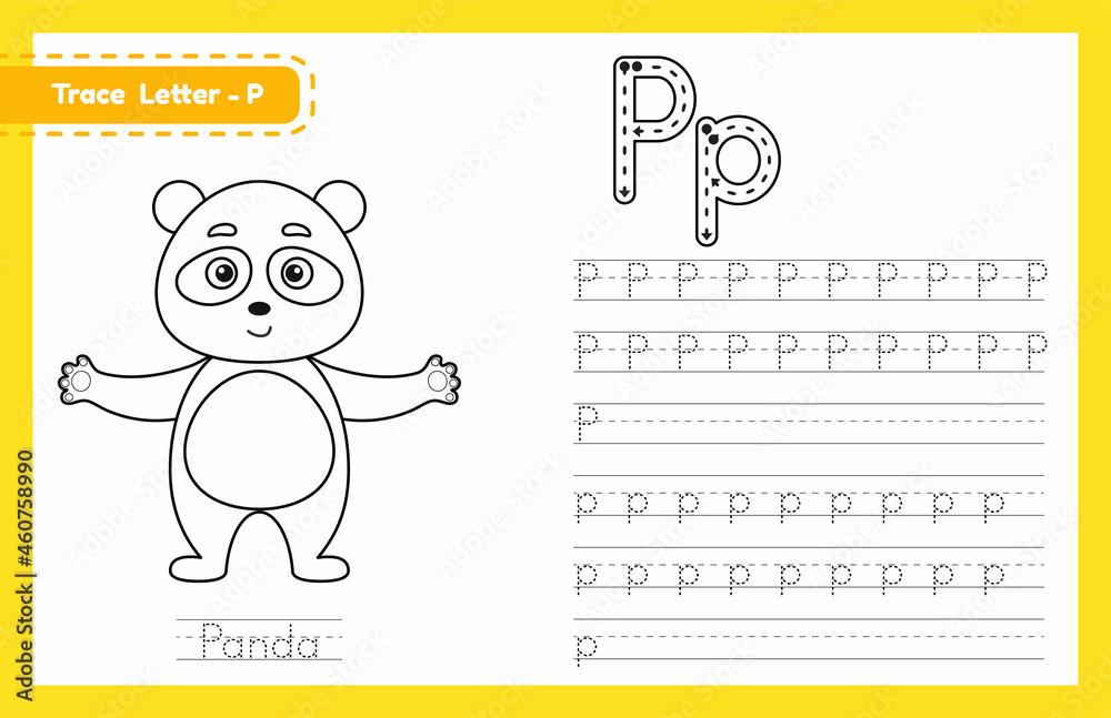 Trace letter P uppercase and lowercase. Alphabet tracing practice ...