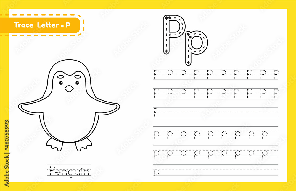 Trace letter P uppercase and lowercase. Alphabet tracing practice ...
