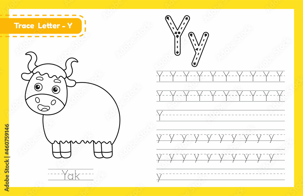 Trace letter Y uppercase and lowercase. Alphabet tracing practice ...